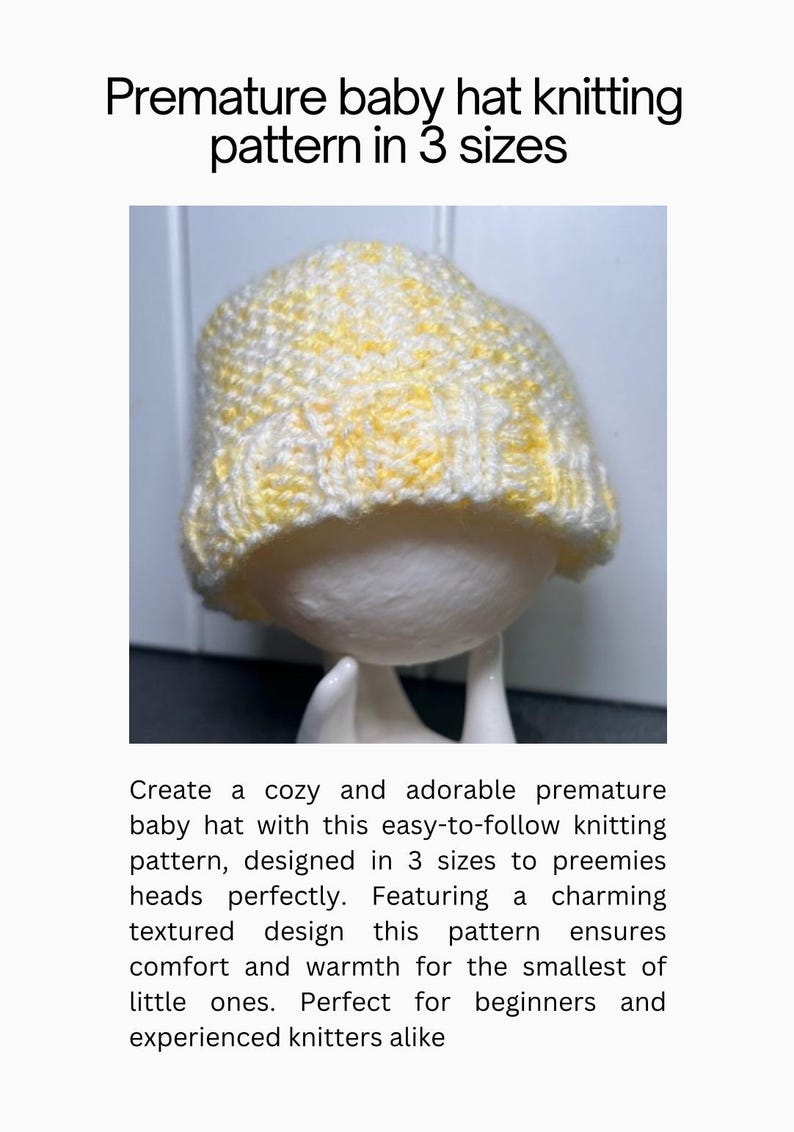 Easy Premature Baby Knitted Hat Pattern for Beginners - Etsy