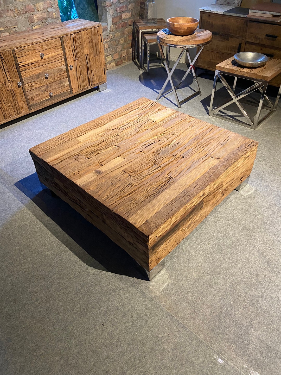 Trends Home Boutique Flintstone Coffee Table Elegant Recycled Rustic ...