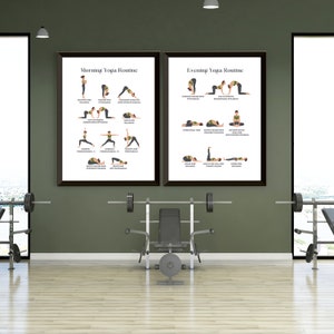 Morning and Evening Yoga Routine Set of 2 Bundle, Yoga Poses Printable ...