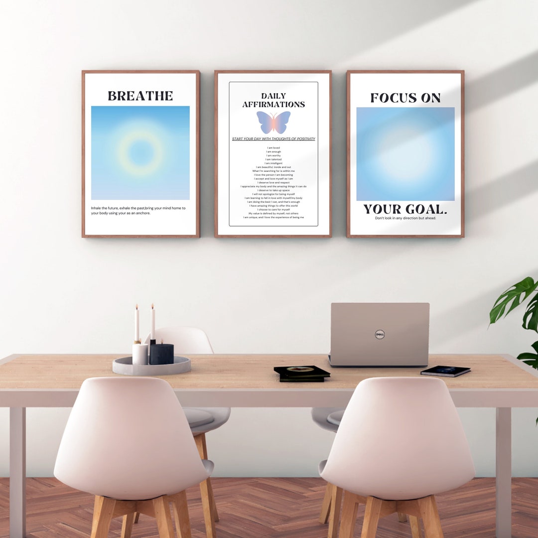 Blue Aura Poster Set of 3 Affirmation Poster, Spiritual Wall Art, Aura ...