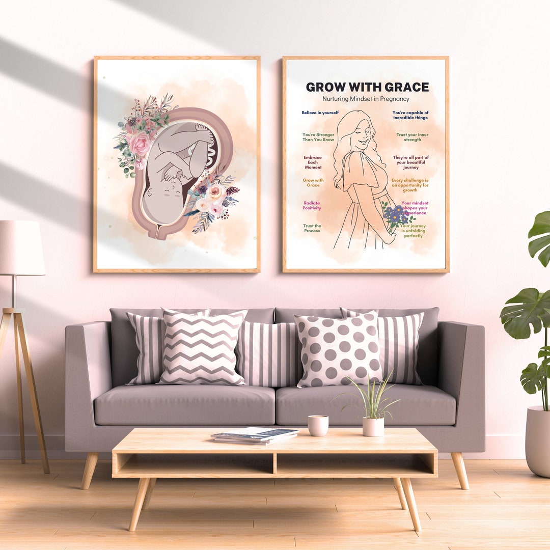 Floral Womb Art Print, Pregnancy Womb Art, Flower Fetus Anatomy Poster ...