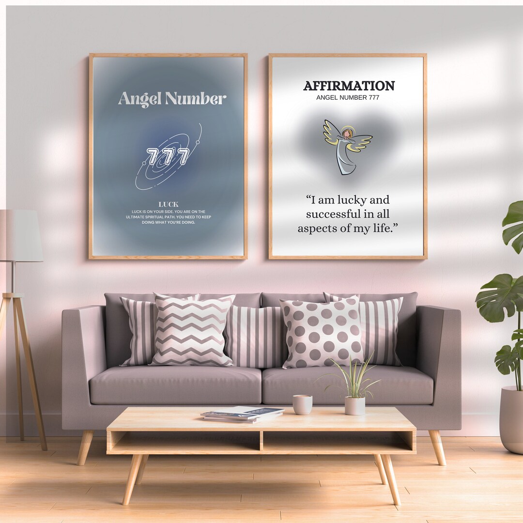 Angel Numbers 777 Poster, Aura Poster Set of 2, Positive Affirmation ...
