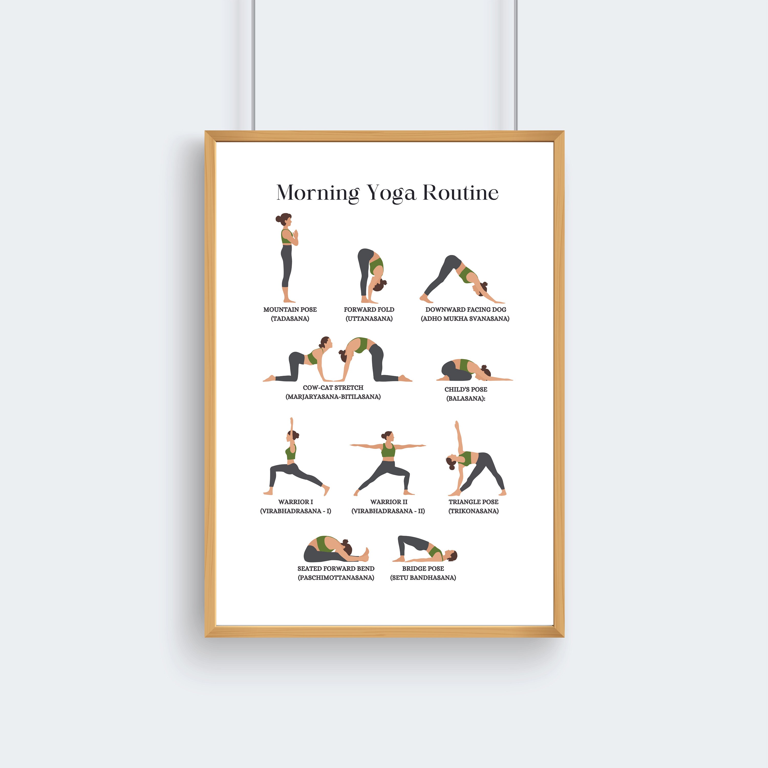 Morning and Evening Yoga Routine Set of 2 Bundle, Yoga Poses Printable ...