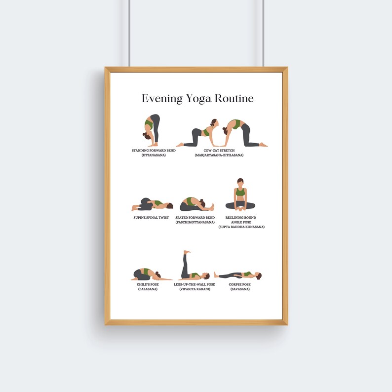 Morning and Evening Yoga Routine Set of 2 Bundle, Yoga Poses Printable ...