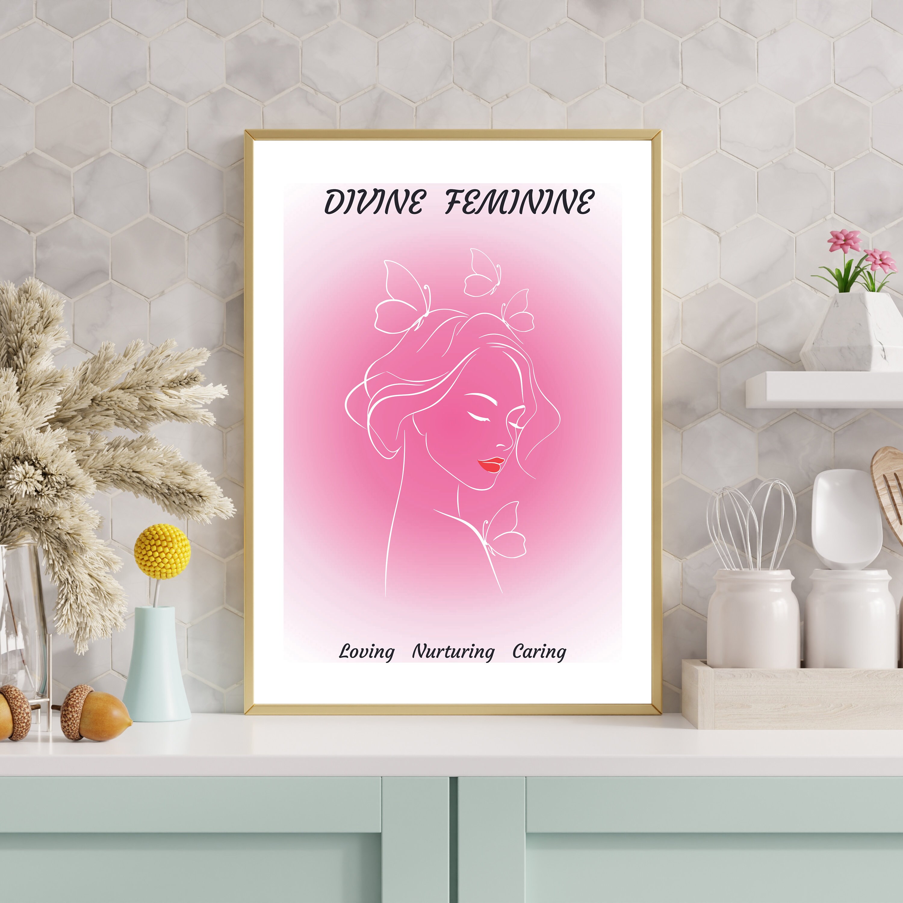 Divine Feminine Print, Pink Aura Poster, Gradient Wall Art, Y2K Décor ...