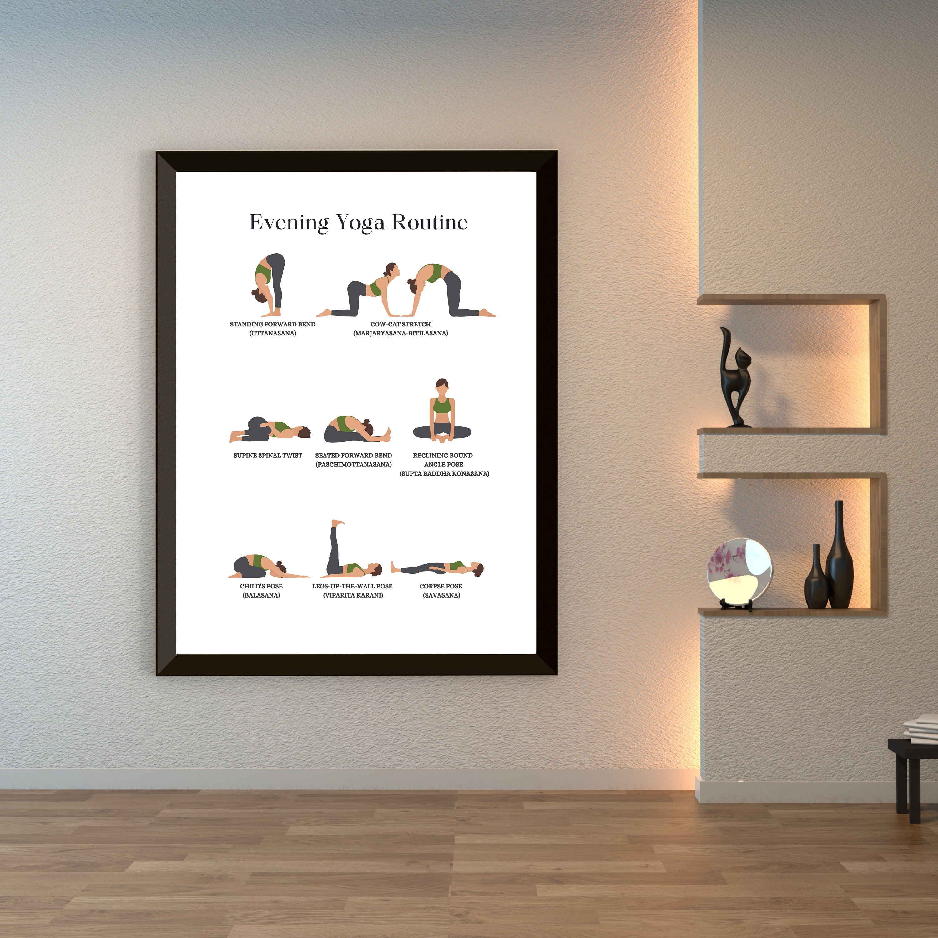 Morning and Evening Yoga Routine Set of 2 Bundle, Yoga Poses Printable ...