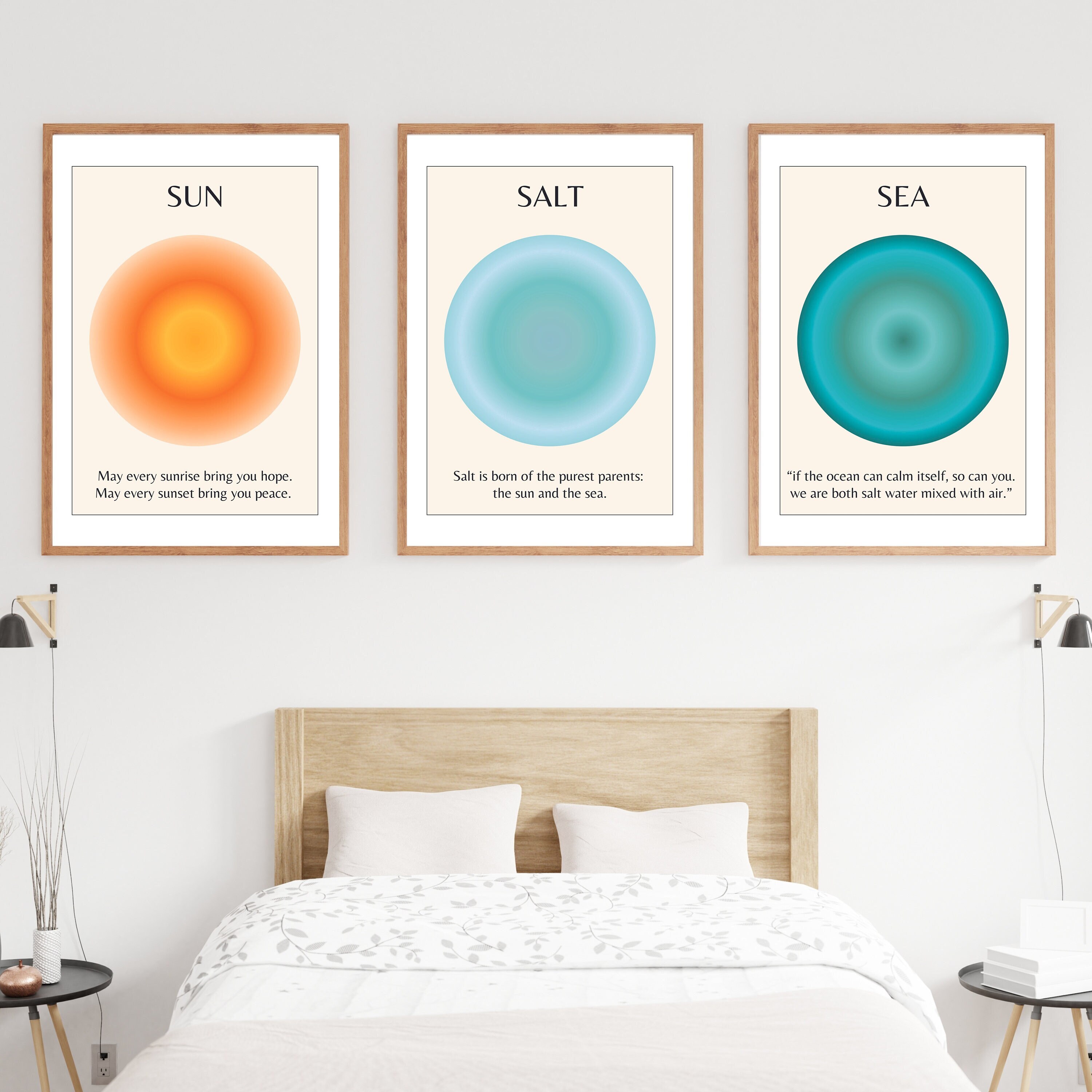 Sun Salt and Sea Aura Posters, 3 Piece Wall Art, Coastal Wall Art ...
