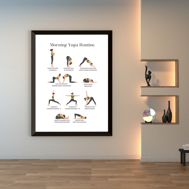 Morning and Evening Yoga Routine Set of 2 Bundle, Yoga Poses Printable ...