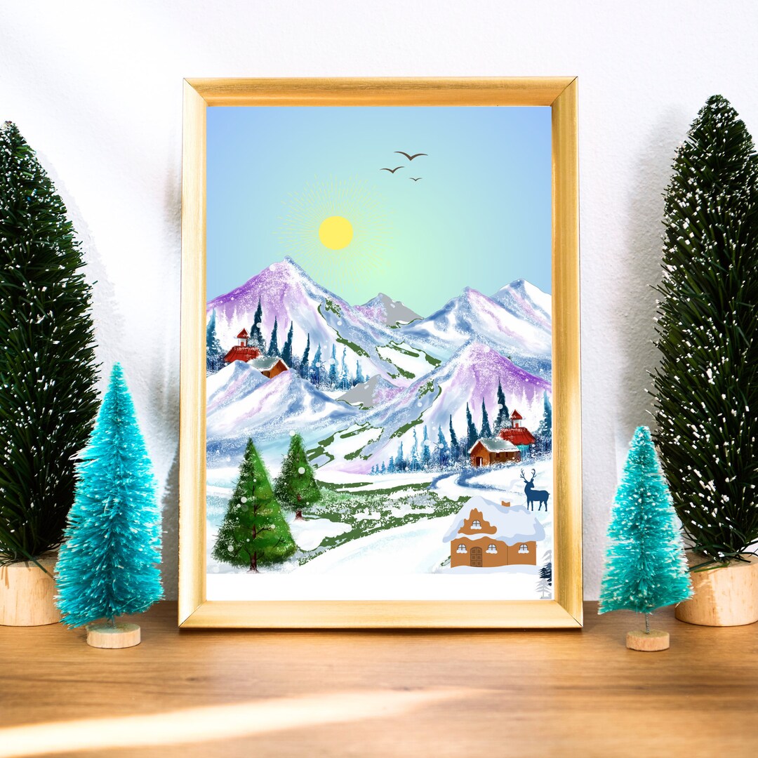Winter Wonderland Print Watercolor Landscape Winter Nature - Etsy