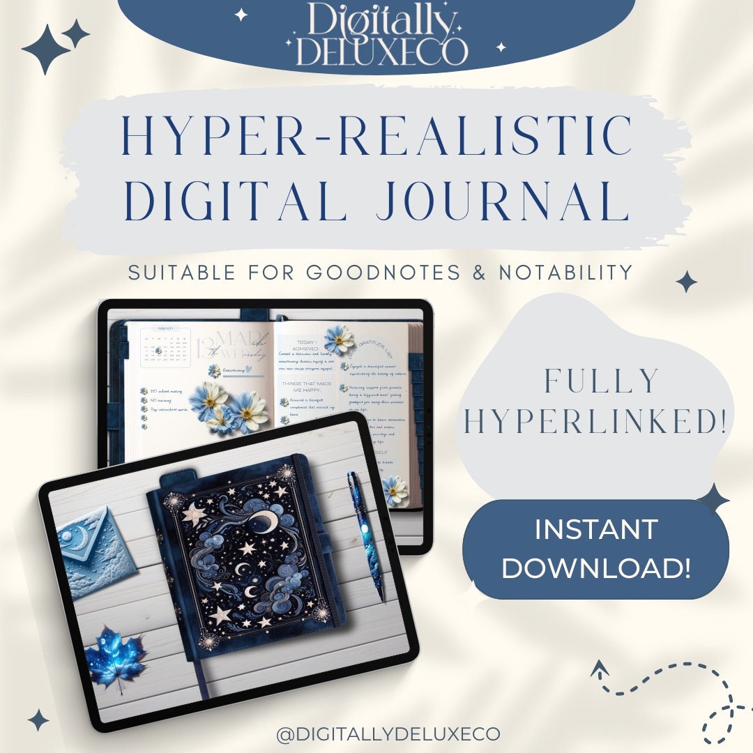 Digital Hyperlink Horizontal Planner, Undated, Monthly Planner, Reading ...