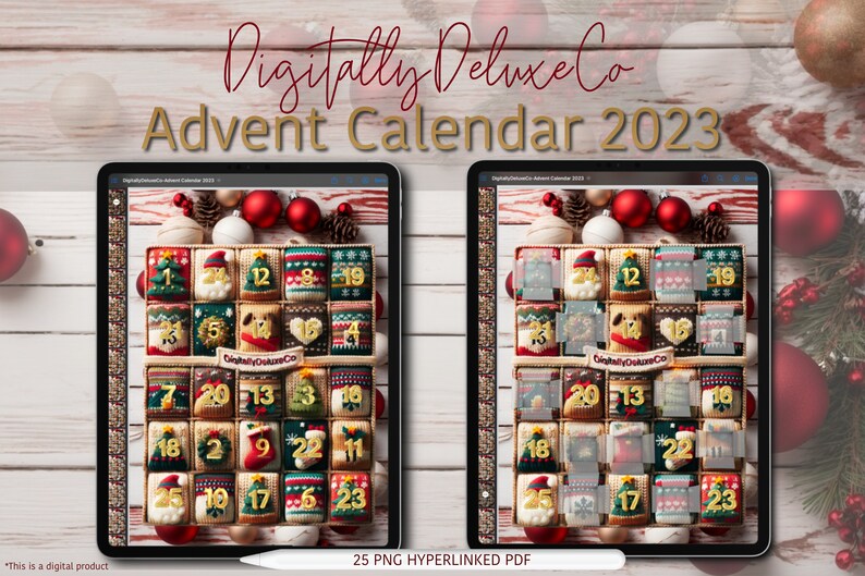 Digital Advent Calendar Digital Christmas Stickers Goodnotes - Etsy