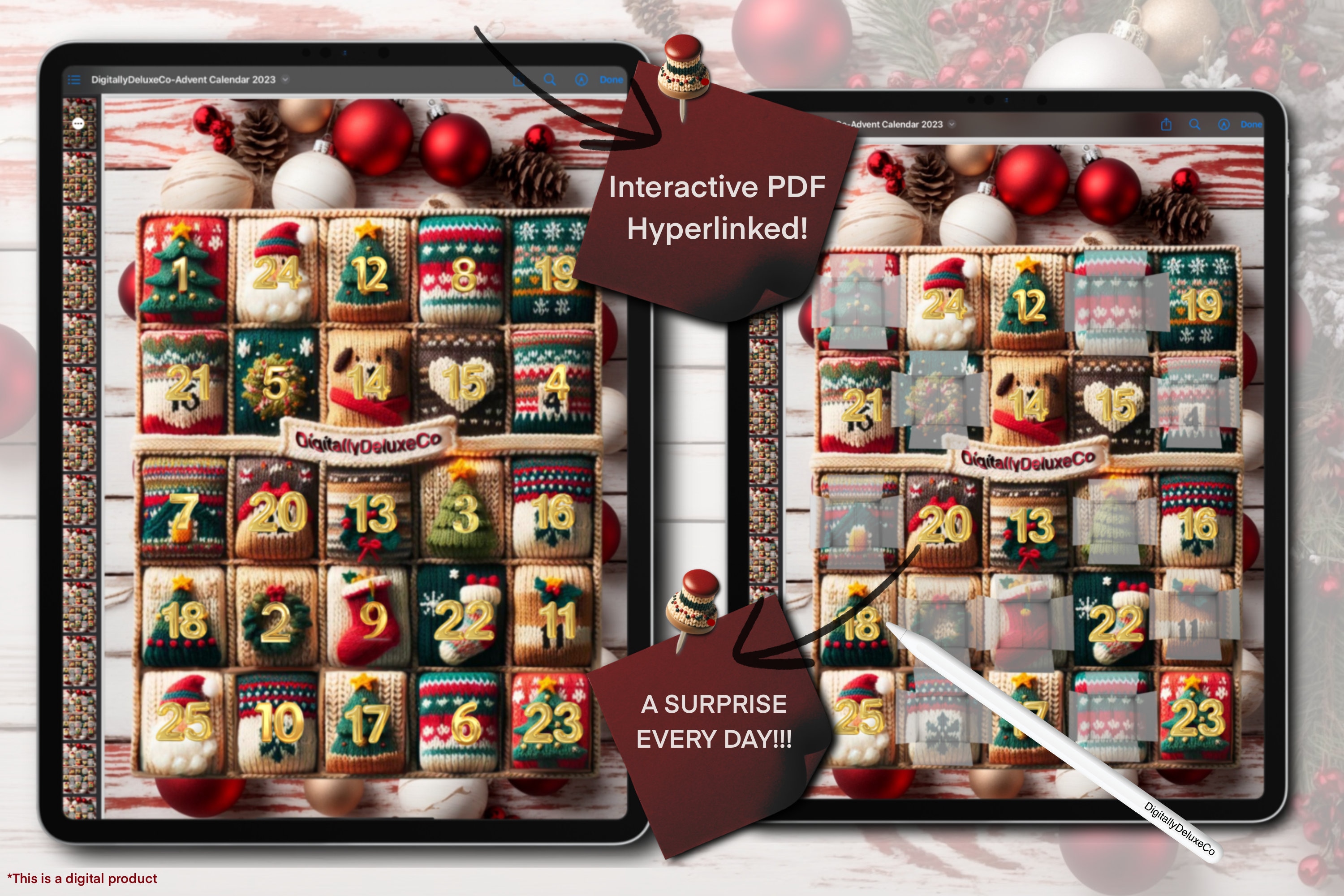 Digital Advent Calendar Digital Christmas Stickers Goodnotes - Etsy