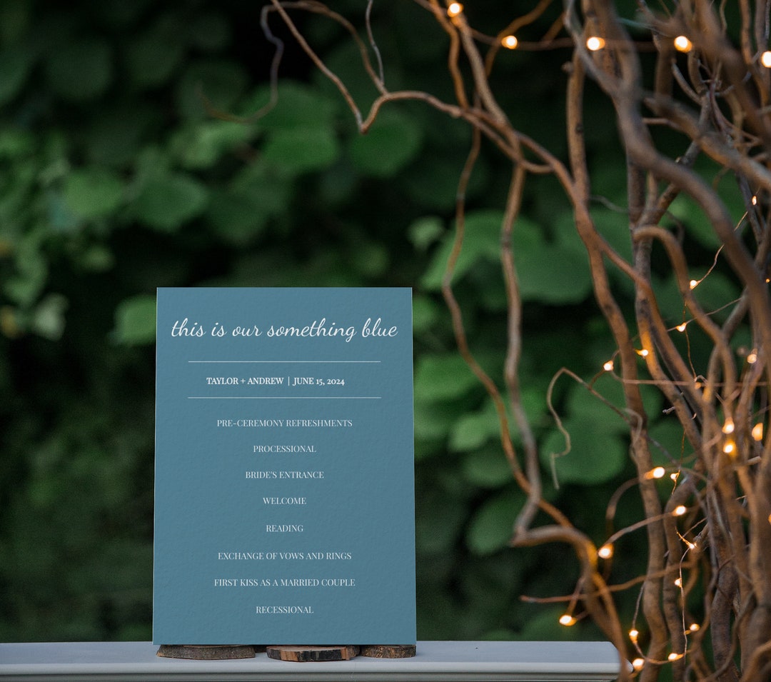 Blue Wedding Program, Funny Wedding Program, This is Our Something Blue ...