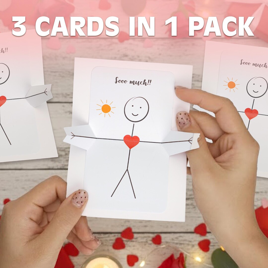 Handmade 3D Hugging Stickman Pop up | Unique Valentine Gift for Him Her ...