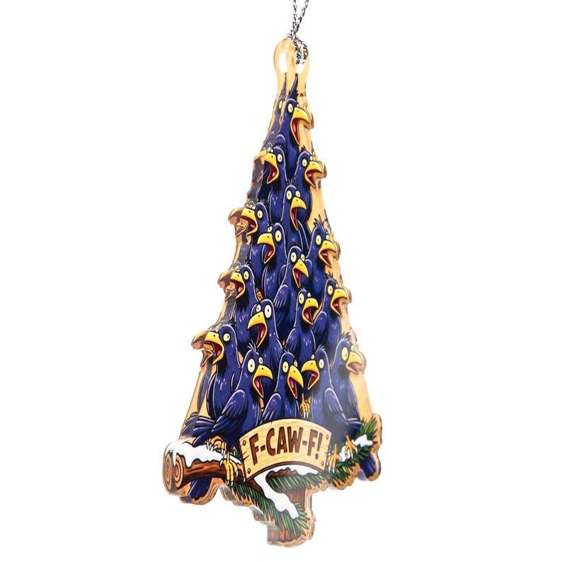Acrylic F-CAW-F! Screaming Crow Christmas Ornament, Funny Corvid Tree ...