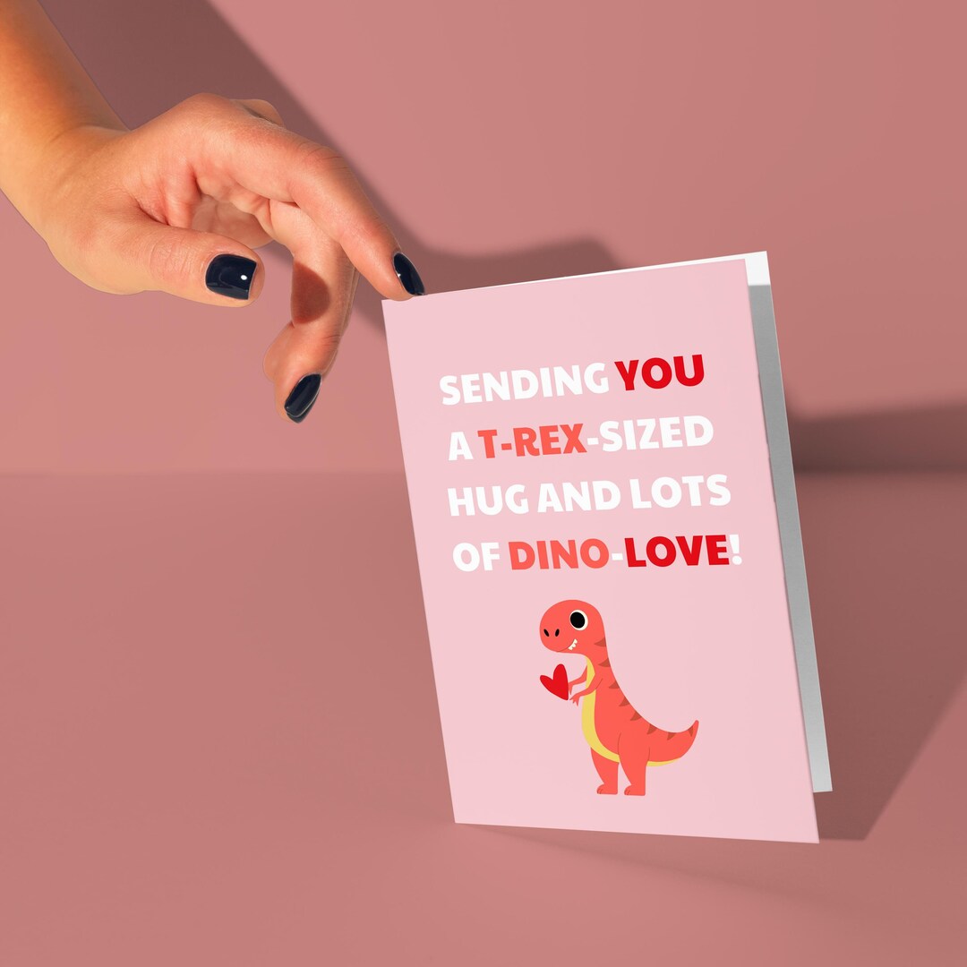 Dinosaur T-rex Valentine's Day Card Instant Dino Lover Valentines ...