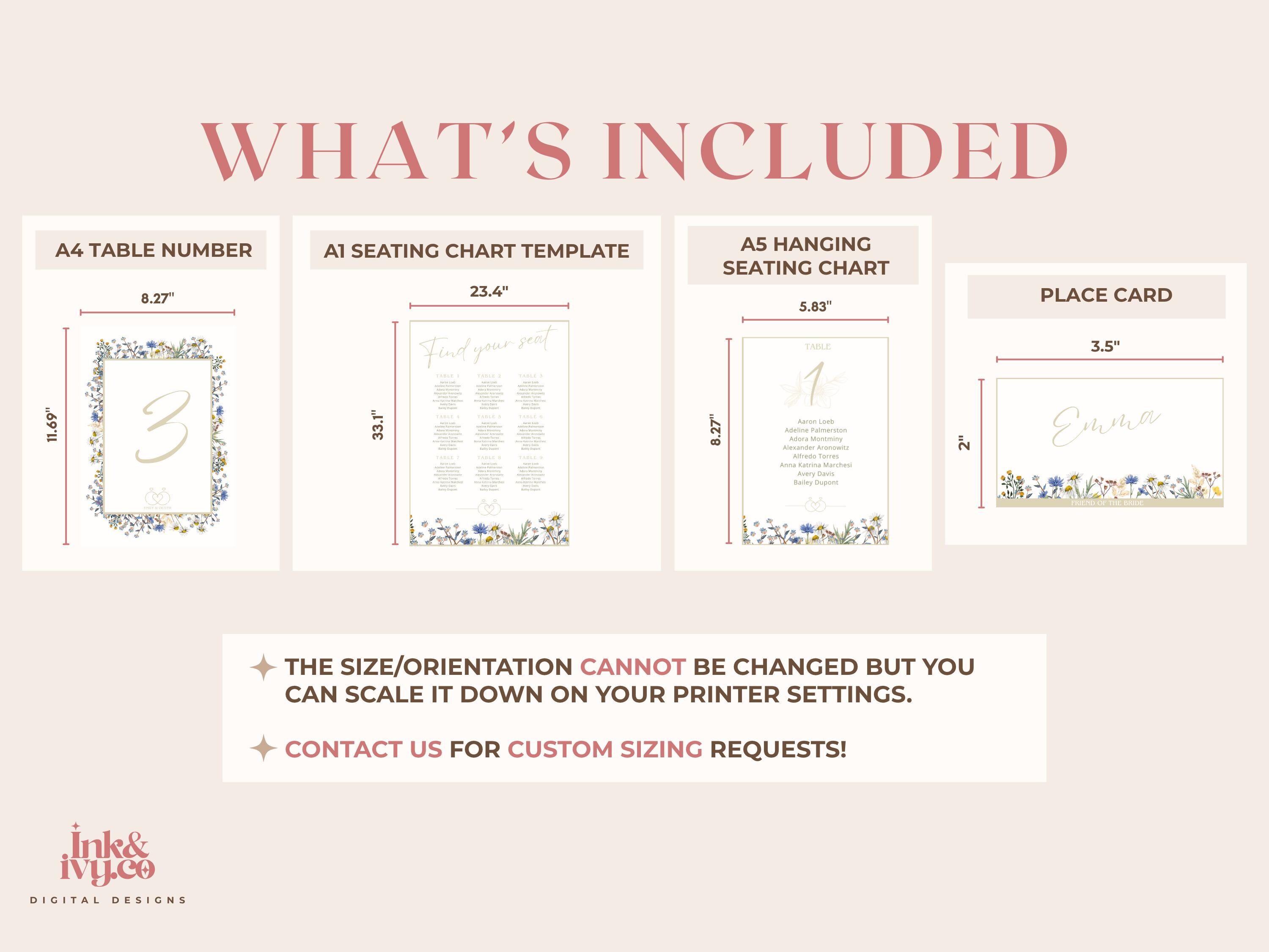 Wildflower Wedding Seating Chart Template Bundle, Floral Wedding ...