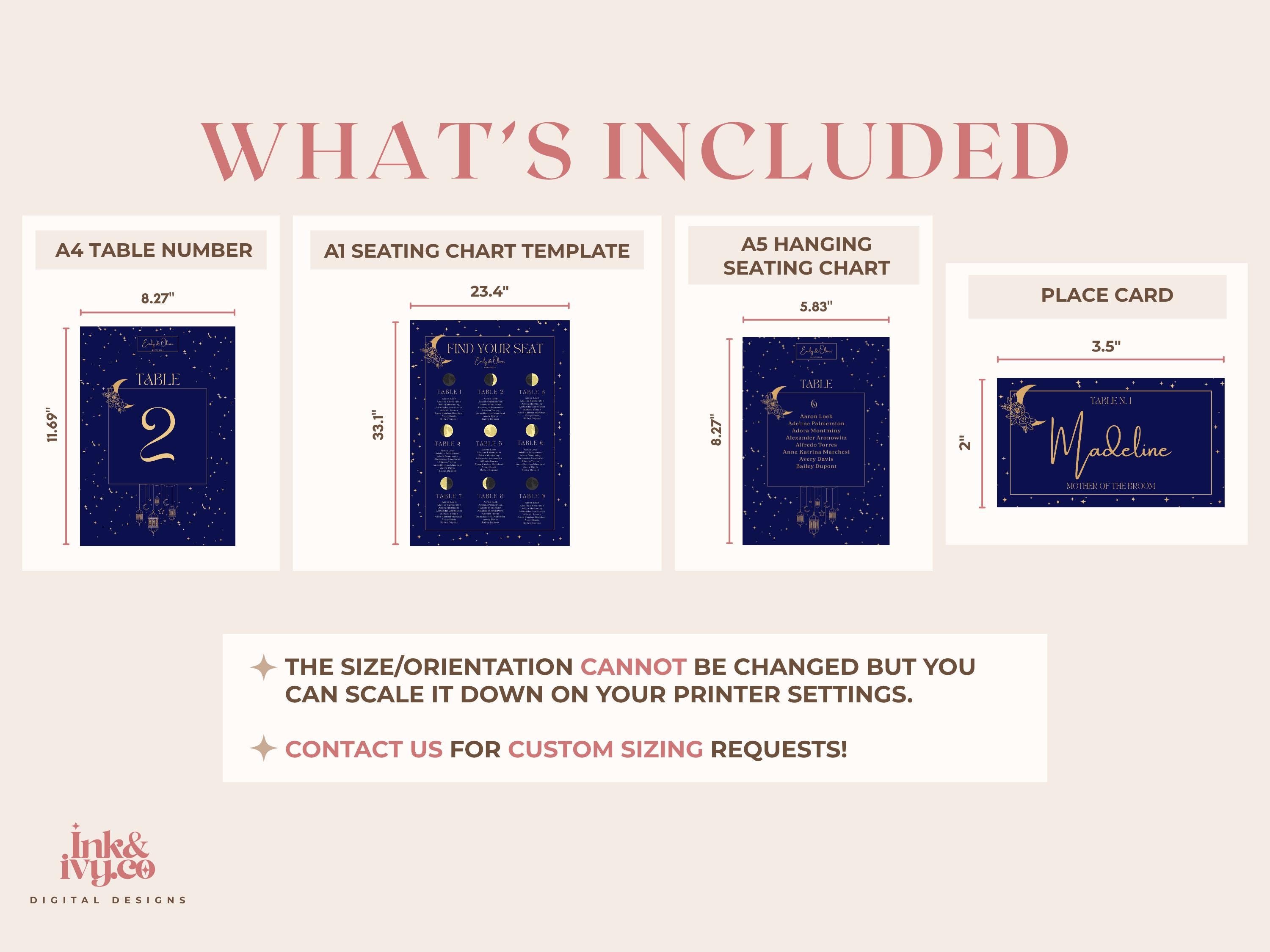 Celestial Wedding Seating Chart Template Bundle, Moon Star Wedding ...
