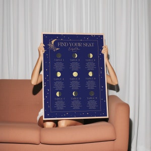 Celestial Wedding Seating Chart Template Bundle, Moon Star Wedding ...