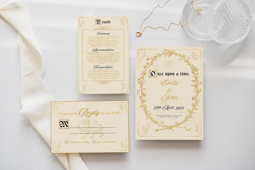Fairytale Wedding Invitation Template, Fantasy Invitation Suite ...