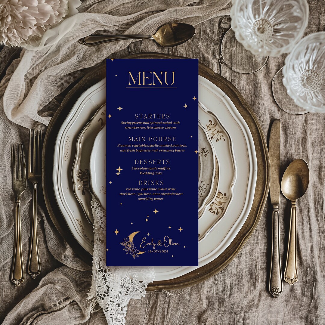 Celestial Wedding Menu Template, Moon Wedding Menu, Stars Night Wedding ...