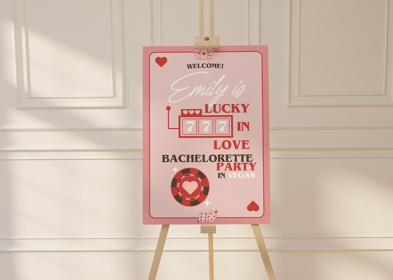 Lucky in Love Bachelorette Welcome Sign Template, Casino Night ...
