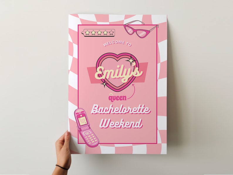 Y2K Bachelorette Welcome Sign Template, Retro Bachelorette Party ...