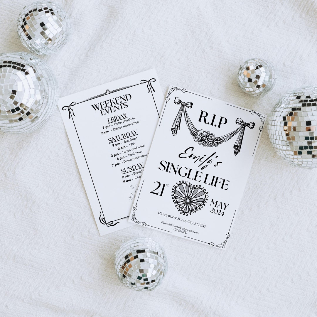 Rip Single Life Bachelorette Invitation & Itinerary Template, Till ...