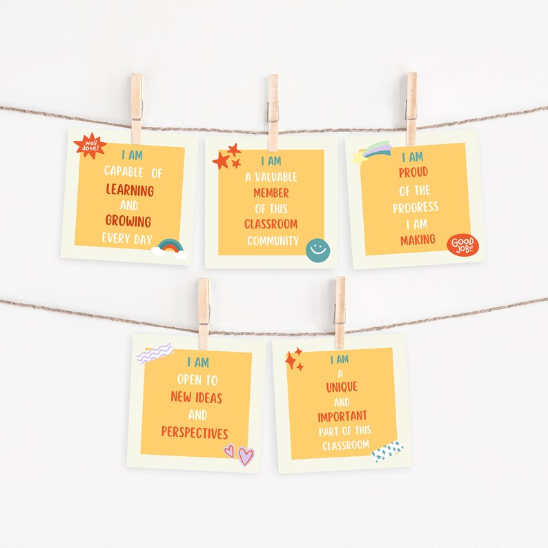 Affirmation Cards for Kids, Printable Classroom Decor Posters, I Am ...