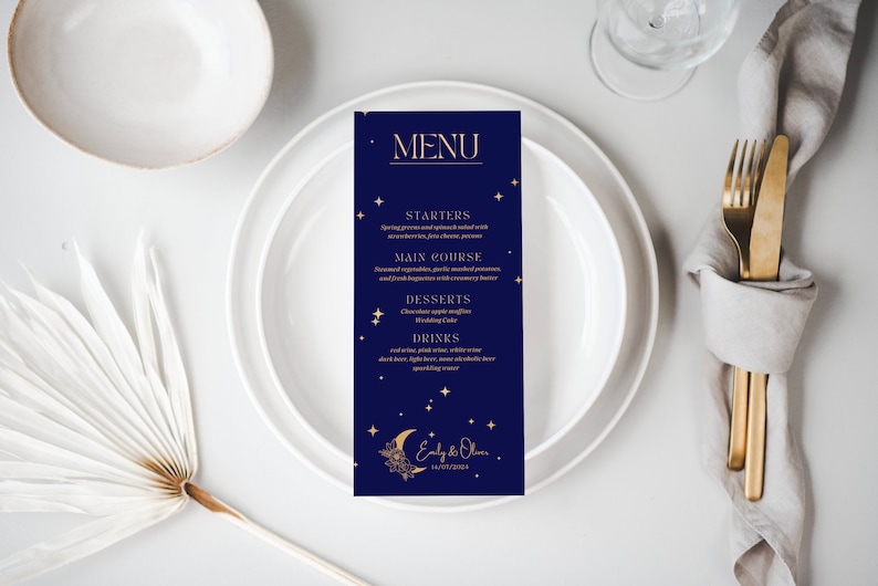 Celestial Wedding Menu Template, Moon Wedding Menu, Stars Night Wedding ...