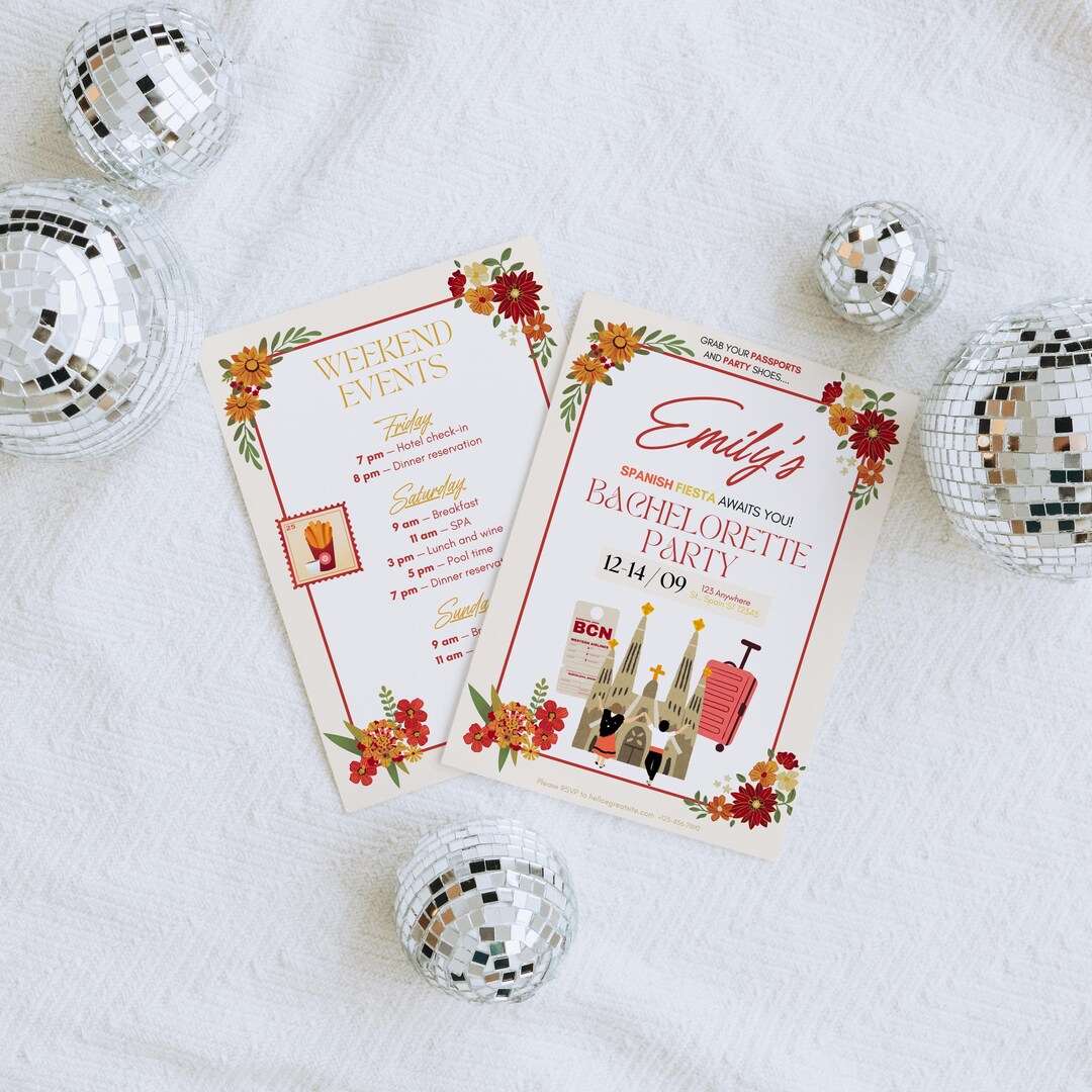 Barcelona Bachelorette Invitation & Itinerary Template, Spain ...