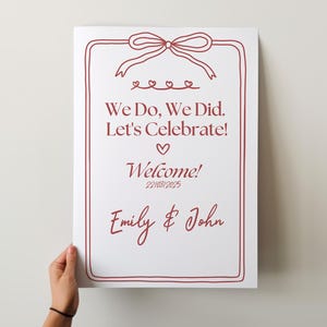 Elopement Party Welcome Sign, Bow Ribbon Frame (canva Template, Instant ...