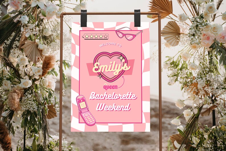 Y2K Bachelorette Welcome Sign Template, Retro Bachelorette Party ...