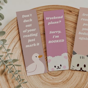 Cute Bookmark Set, Printable Book Lover Gift for Bookworm, Funny ...