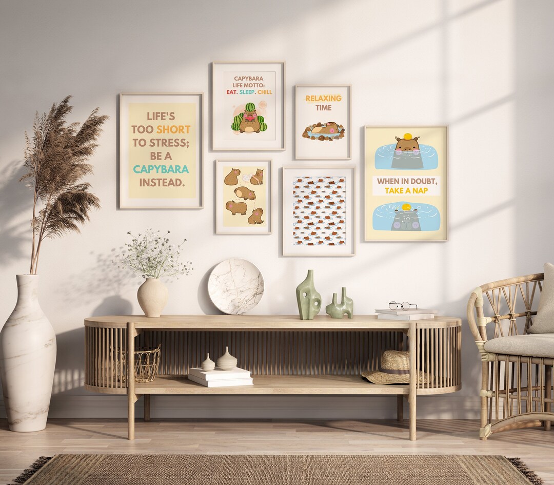 Capybara Wall Art Set, Printable Capybara Lover Prints for Home Decor ...