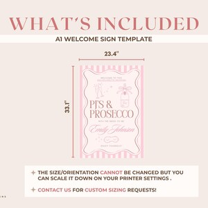 Pjs and Prosecco Bachelorette Welcome Sign Template, Wavy Frame Pajama ...
