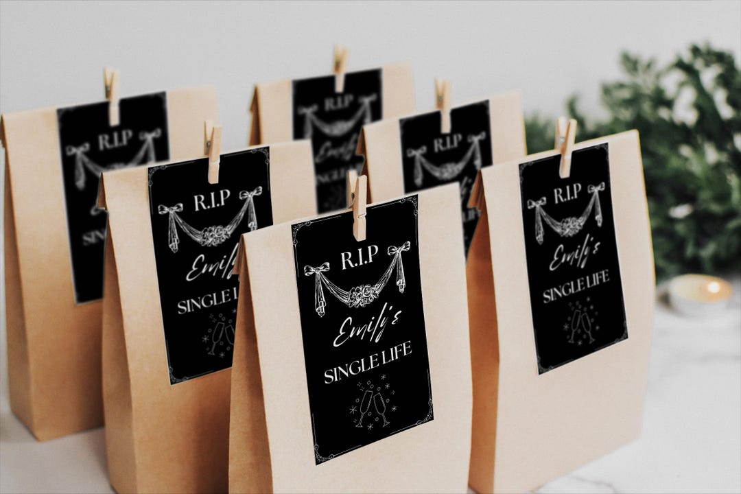 Rip Single Life Bachelorette Gift Tags, Til Death Gothic Party Bridal ...