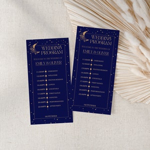 Celestial Wedding Program Template, Moon Wedding Day Timeline, Stars Program, Cosmic Celestial ...