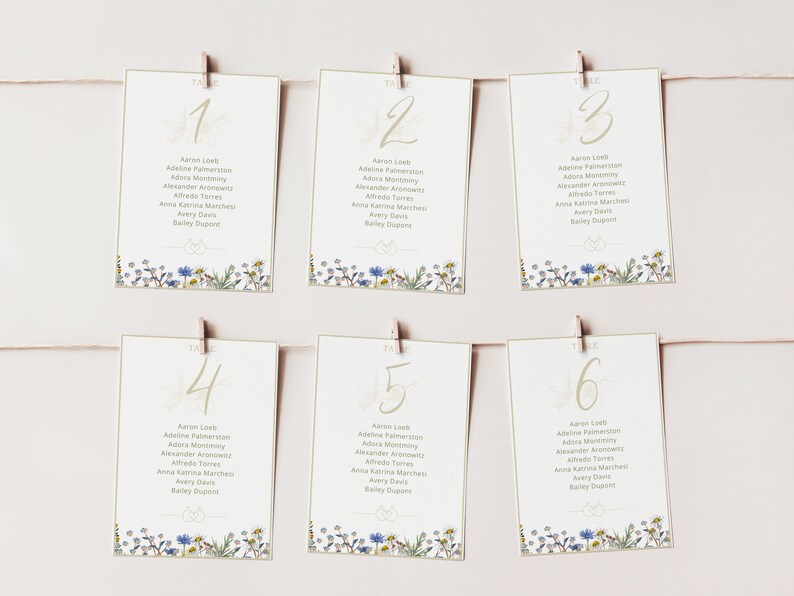 Wildflower Wedding Seating Chart Template Bundle, Floral Wedding ...