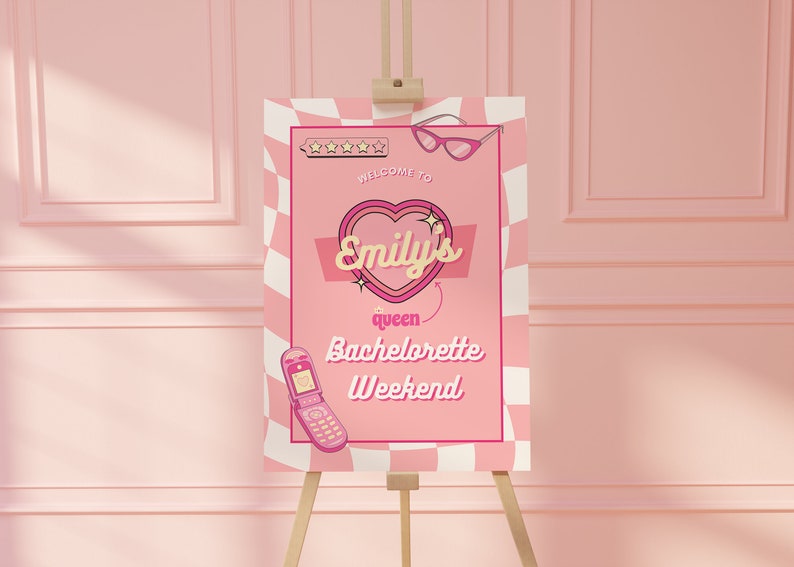 Y2K Bachelorette Welcome Sign Template, Retro Bachelorette Party ...