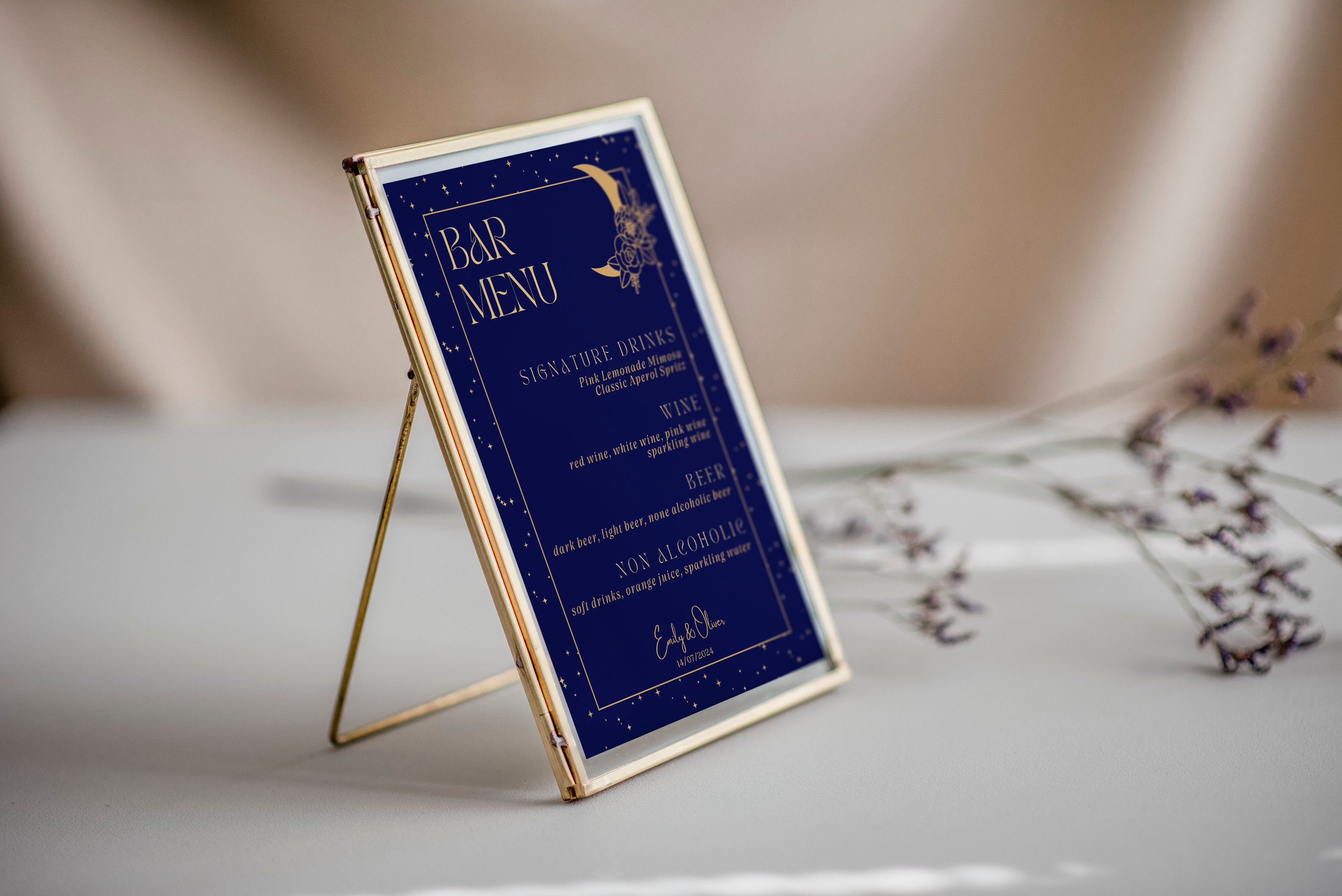 Celestial Wedding Bar Menu Template, Moon Stars Drink Menu, Editable ...