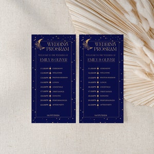 Celestial Wedding Program Template, Moon Wedding Day Timeline, Stars Program, Cosmic Celestial ...
