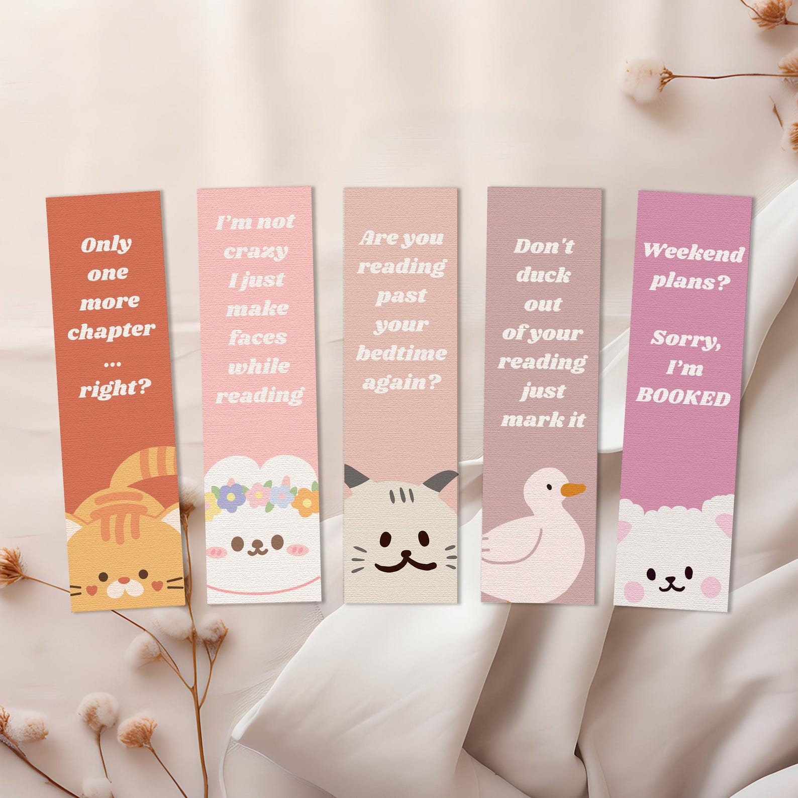 Cute Bookmark Set, Printable Book Lover Gift for Bookworm, Funny ...