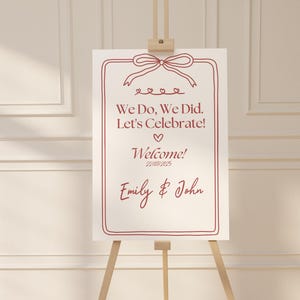 Elopement Party Welcome Sign, Bow Ribbon Frame (canva Template, Instant ...