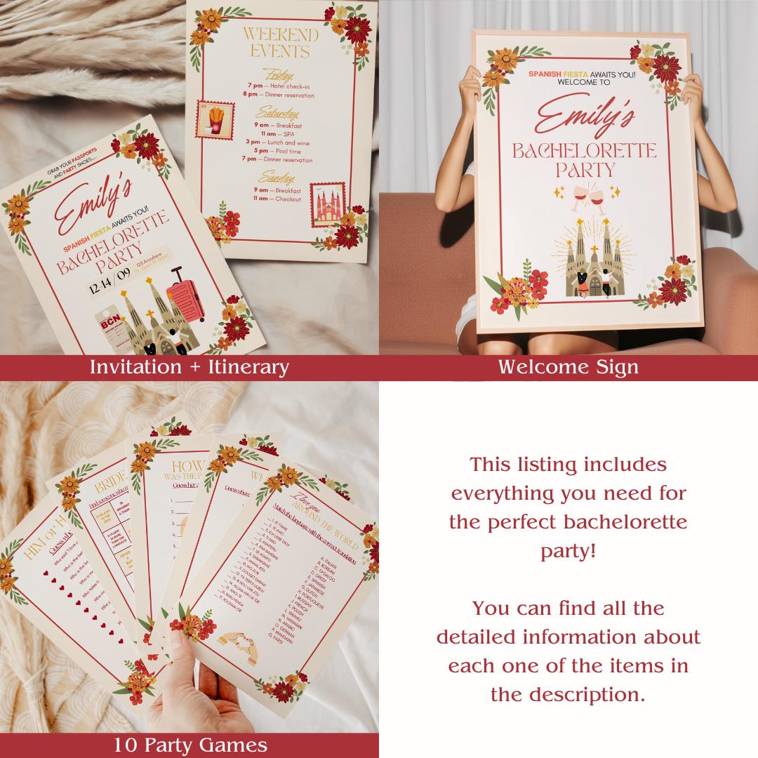 Barcelona Bachelorette Weekend Bundle, Invitation, Itinerary, Welcome ...