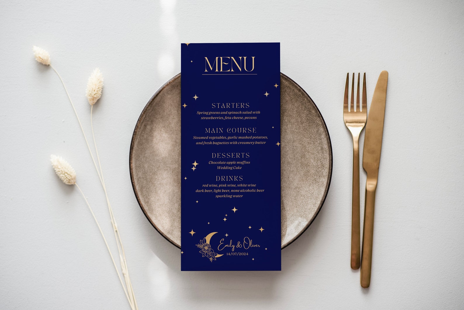 Celestial Wedding Menu Template, Moon Wedding Menu, Stars Night Wedding ...