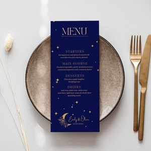 Celestial Wedding Menu Template, Moon Wedding Menu, Stars Night Wedding ...