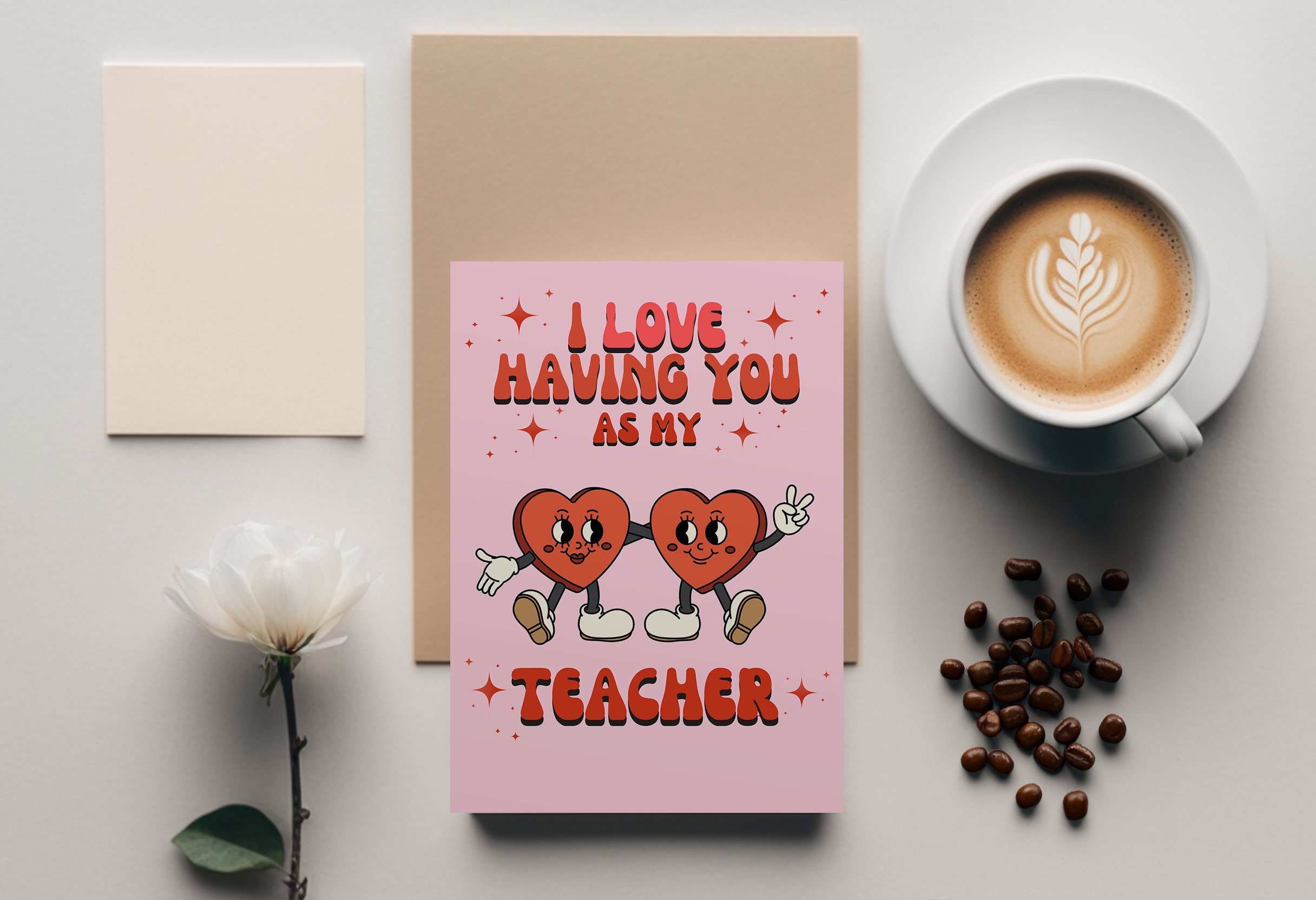 Retro Teacher Valentine's Day Card Instant Valentines Download ...
