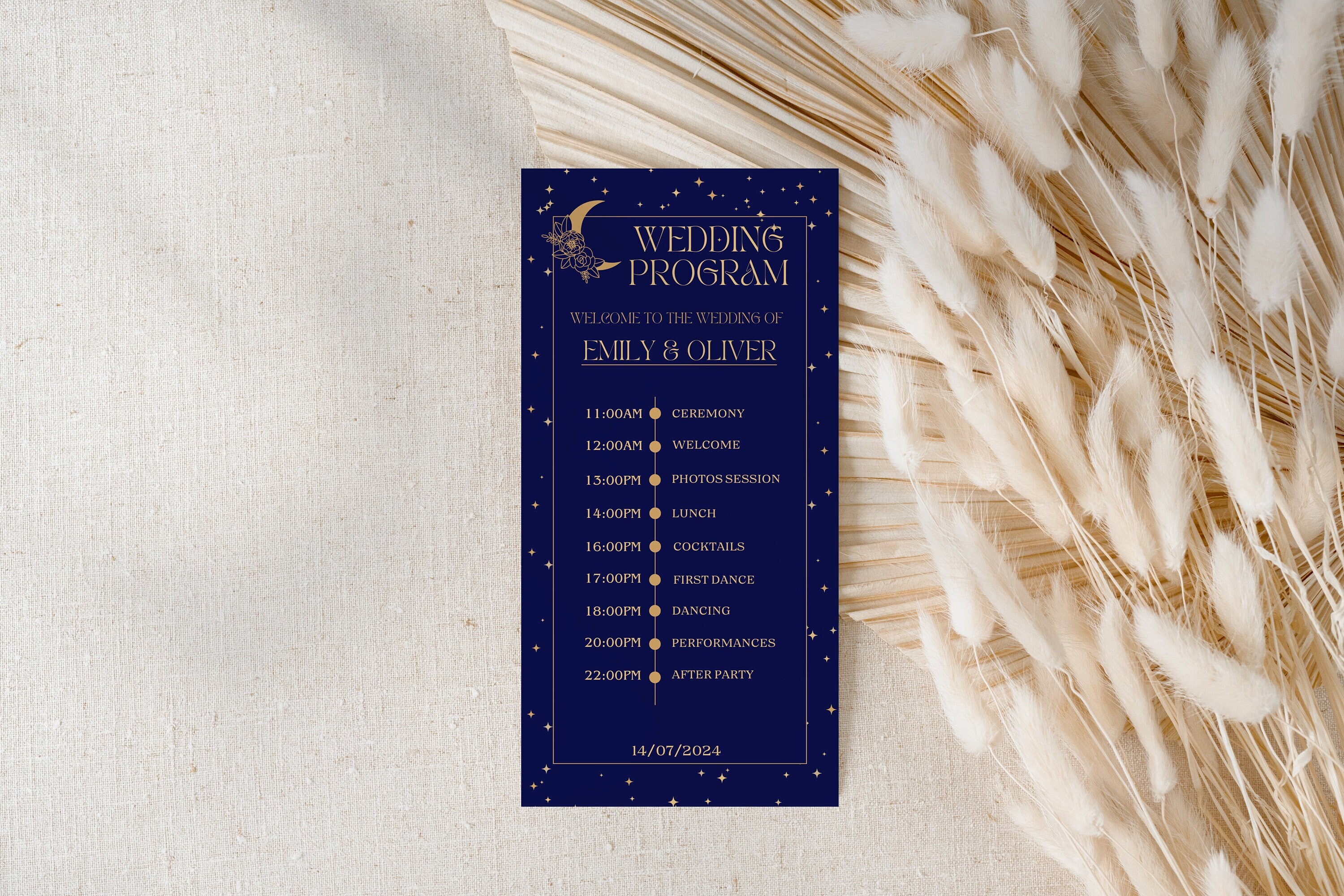 Celestial Wedding Program Template, Moon Wedding Day Timeline, Stars Program, Cosmic Celestial ...