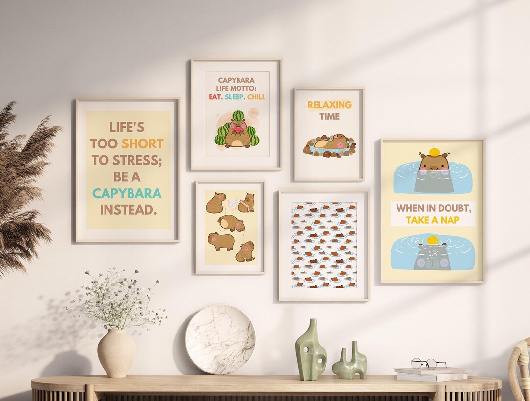 Capybara Wall Art Set, Printable Capybara Lover Prints for Home Decor ...